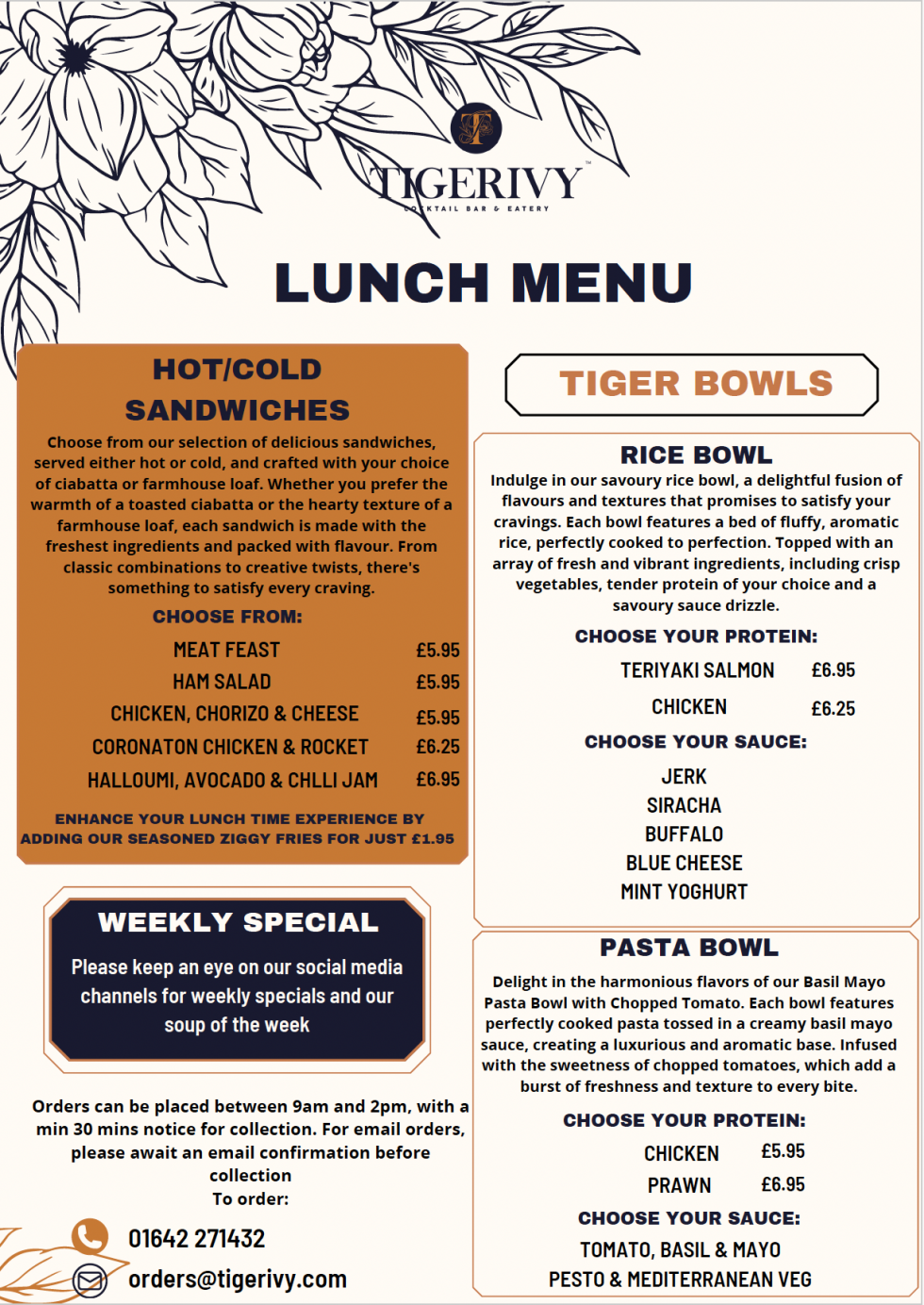 Menus - Tiger Ivy