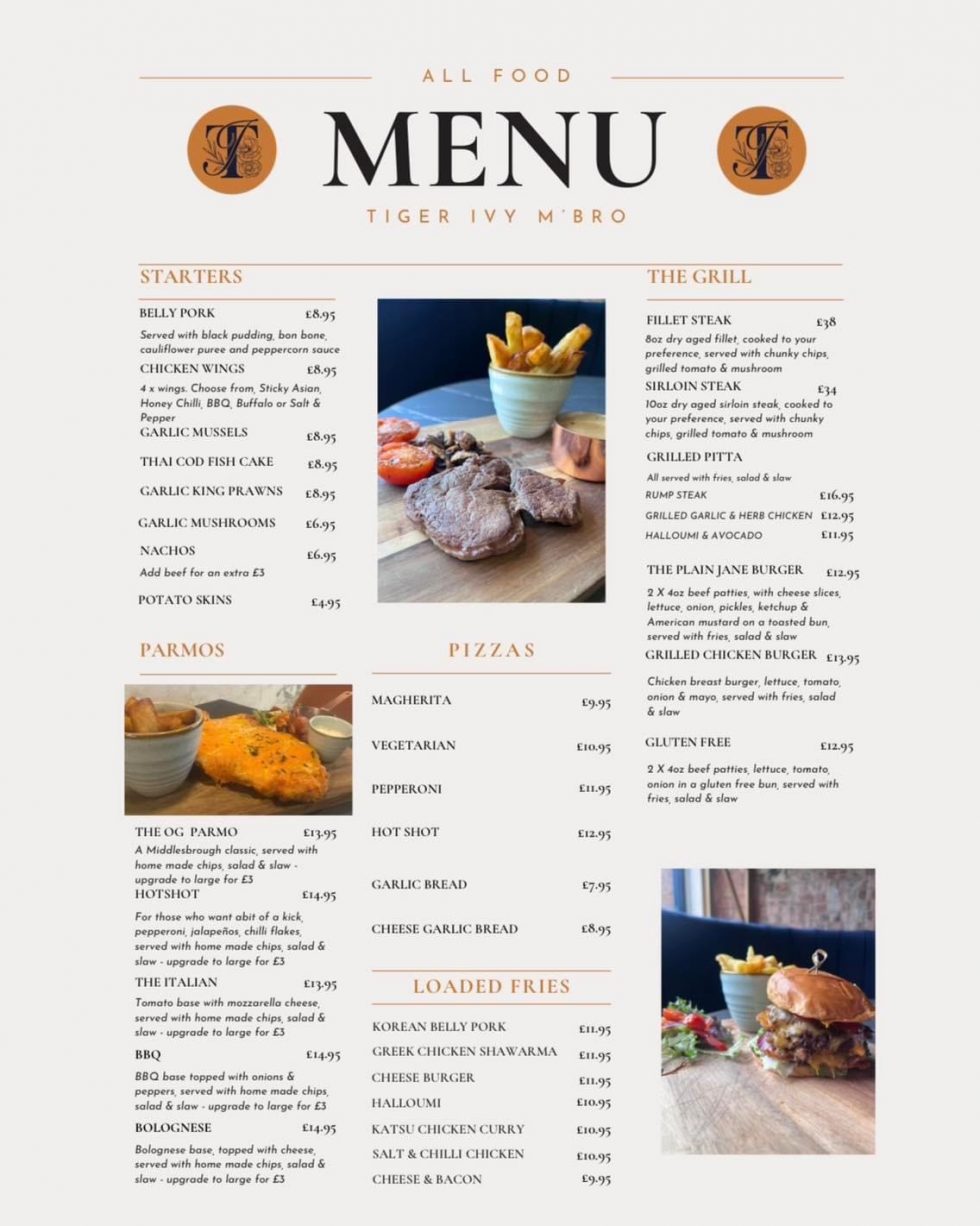 Menus - Tiger Ivy