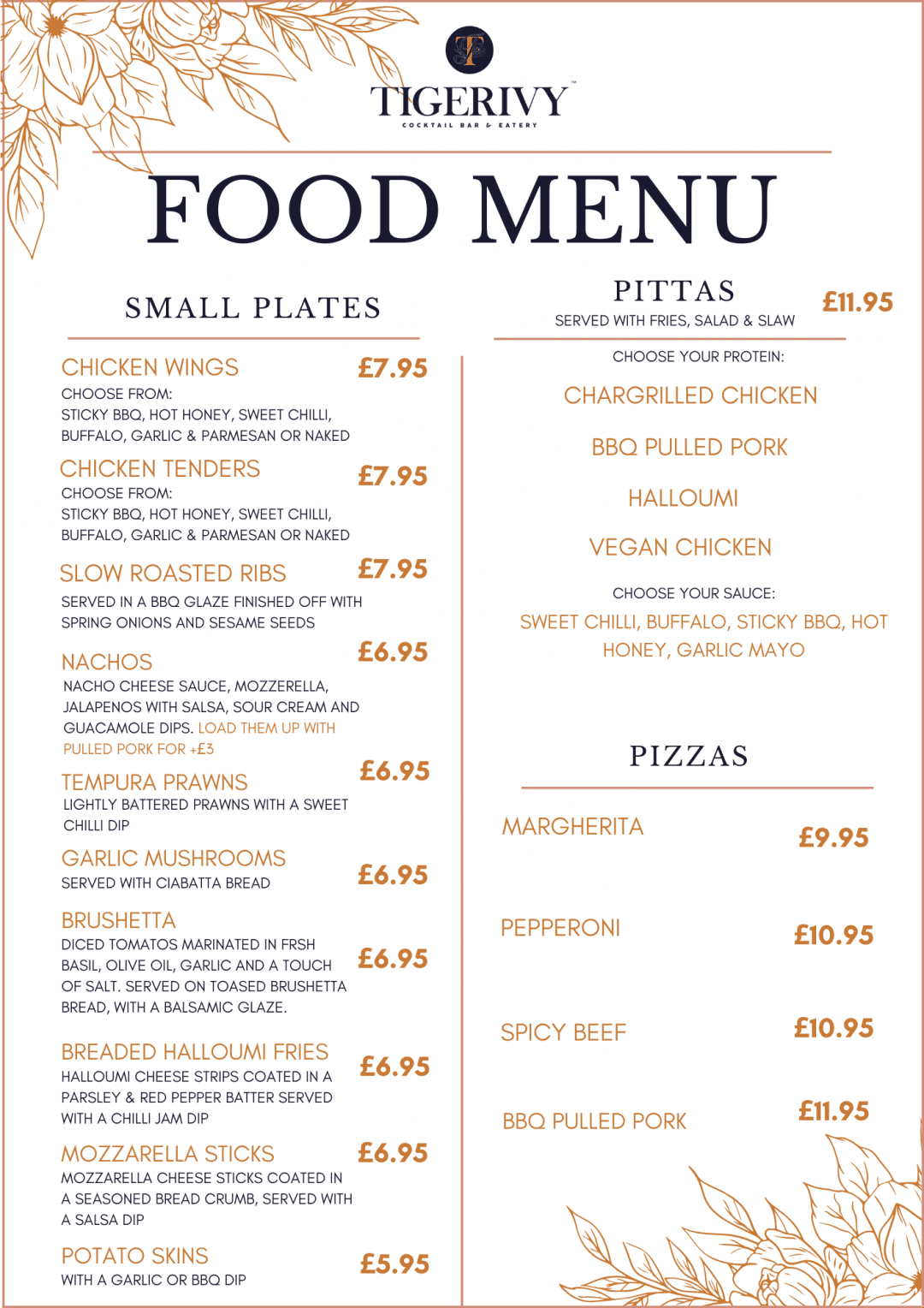 Menus - Tiger Ivy