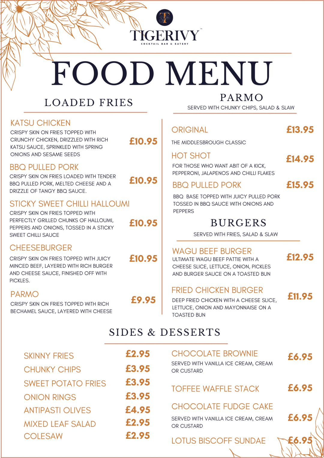 Menus - Tiger Ivy
